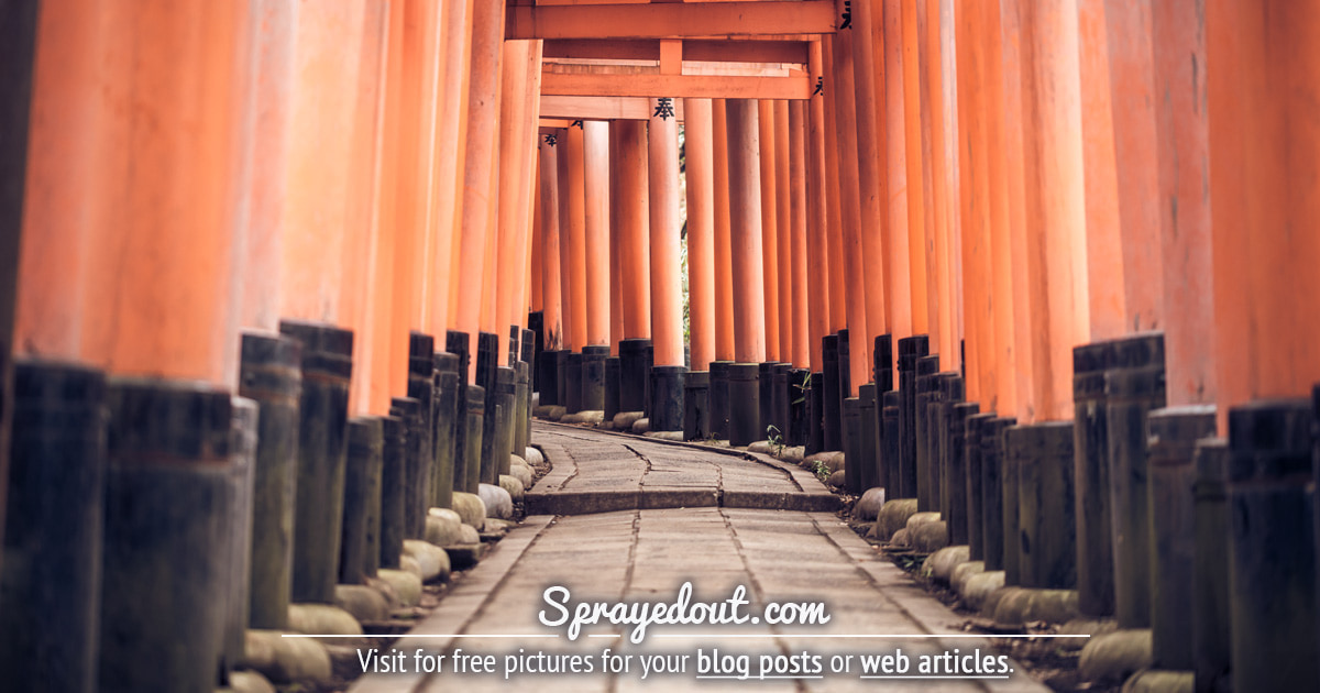 Free Picture of Torii Gates in Fushimi Inari-Taisha Shrine in Kyoto, Japan